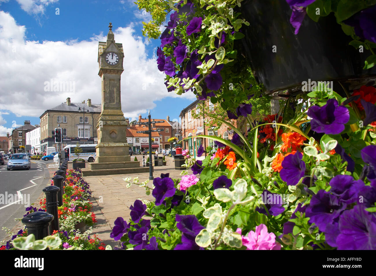 Thirsk Market Place and Town Clock North Yorkshire England Stock Photo ...