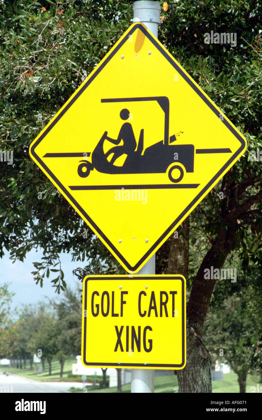 Golf Cart Crossing sign logo Florida fl USA Stock Photo - Alamy