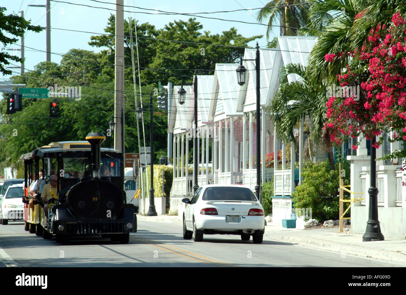 Key West on The Keys fl Florida USA Tourist Train Stock Photo - Alamy