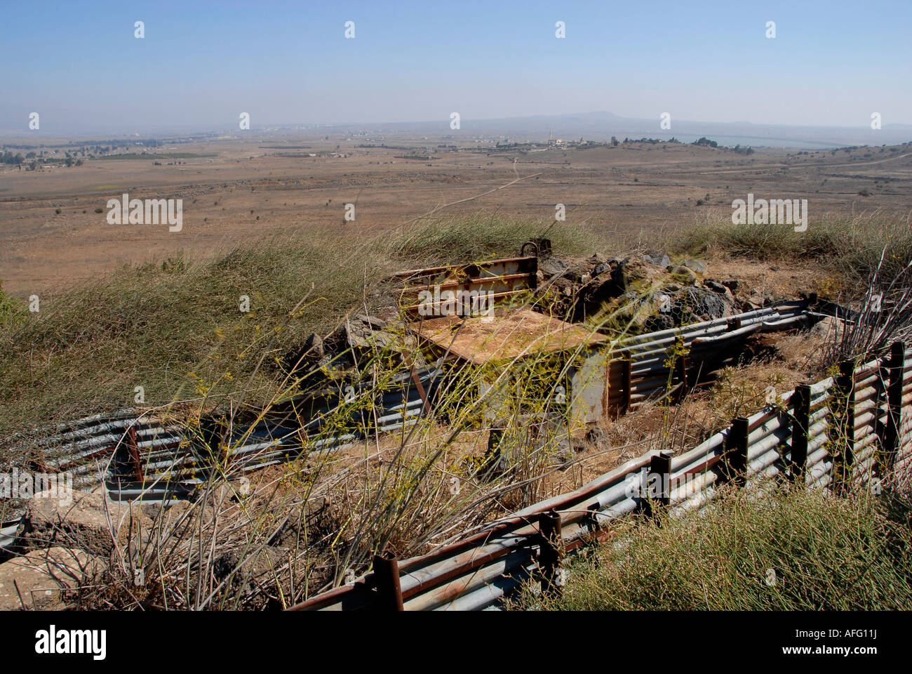Abandoned military trenches at a defensive fighting position in the ...