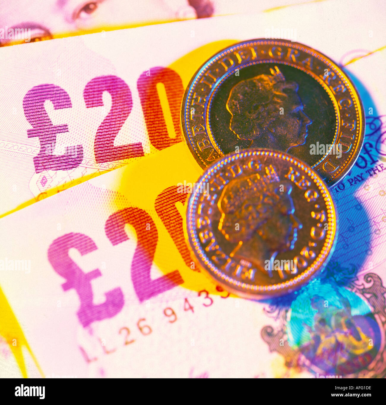sterling notes and coins Stock Photo - Alamy