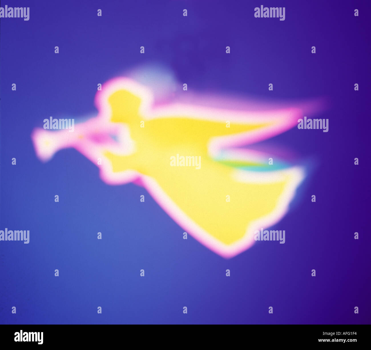 Angel with trumpet. Abstract with blurred movement Stock Photo - Alamy