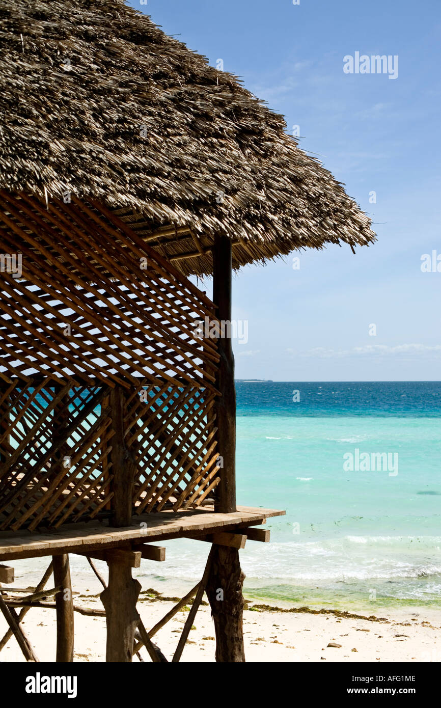 Resort jetty overlooking the Indian Ocean of the coast of Nungwi ...