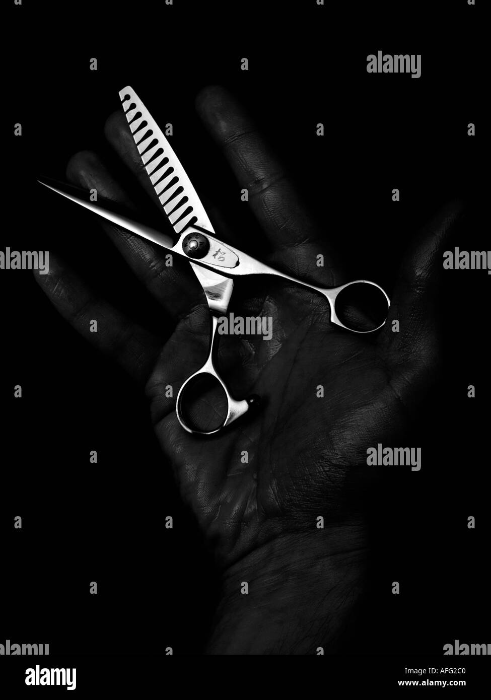 Male hand using scissors Black and White Stock Photos & Images - Alamy