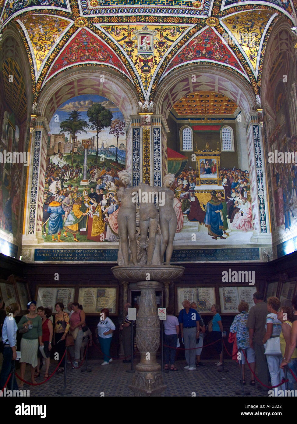 Marble sculpture and frescoes of the Piccolomini Library in the Duomo ...