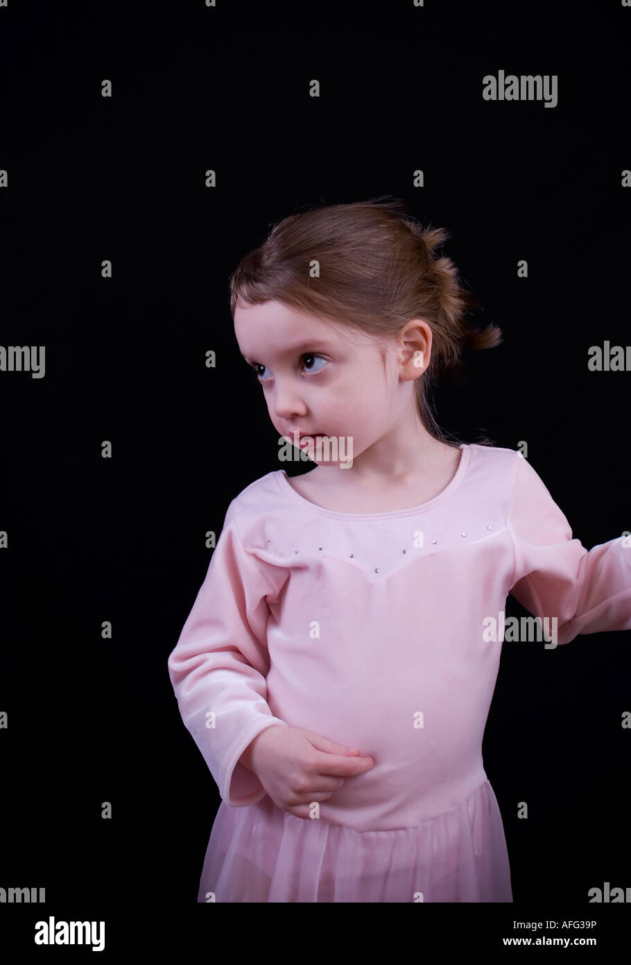 Beautiful little four year old girl in her ballet outfit Stock Photo ...