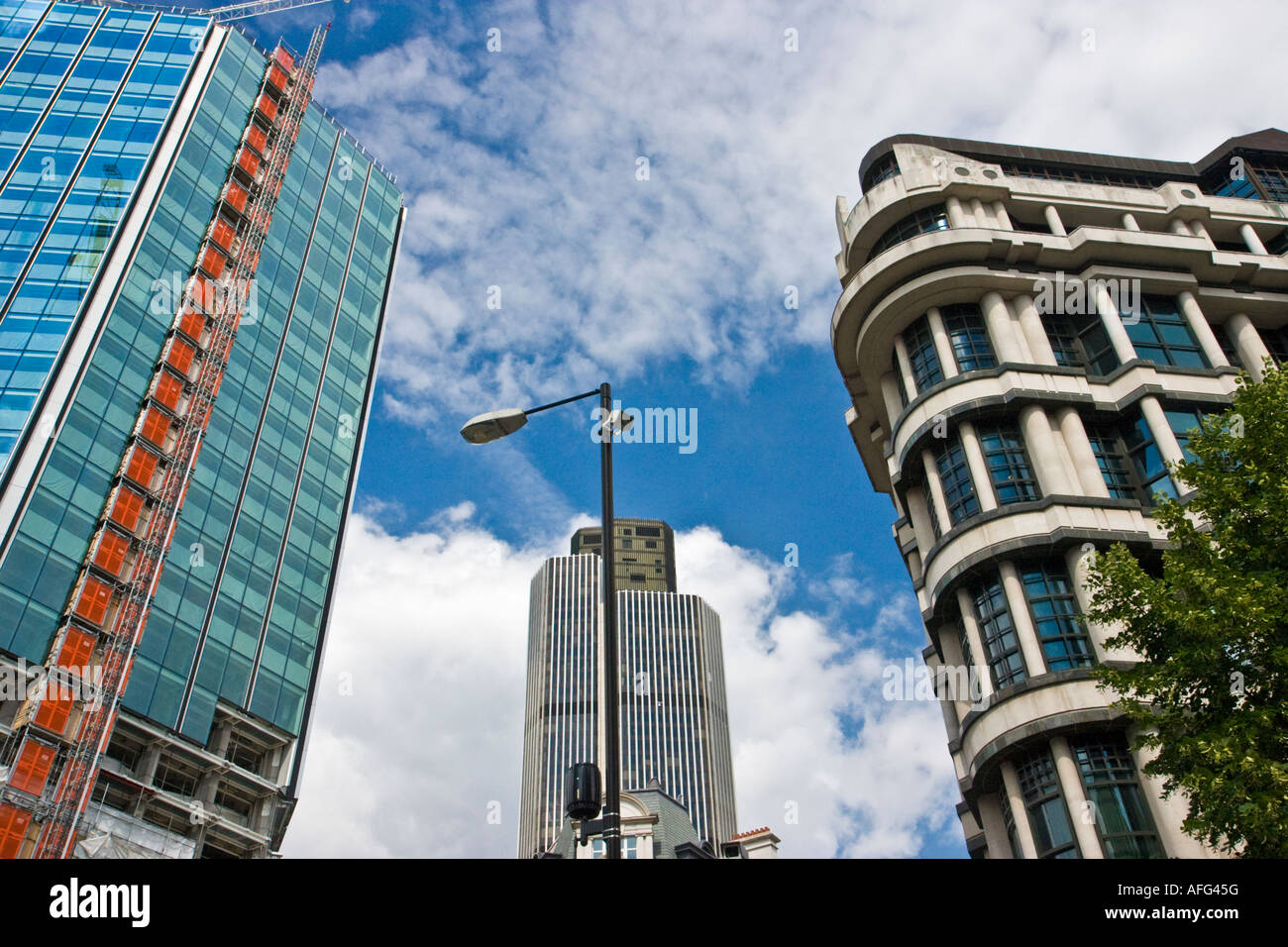 Bottom Up view of three buildings at Fleet Street one old one new ...