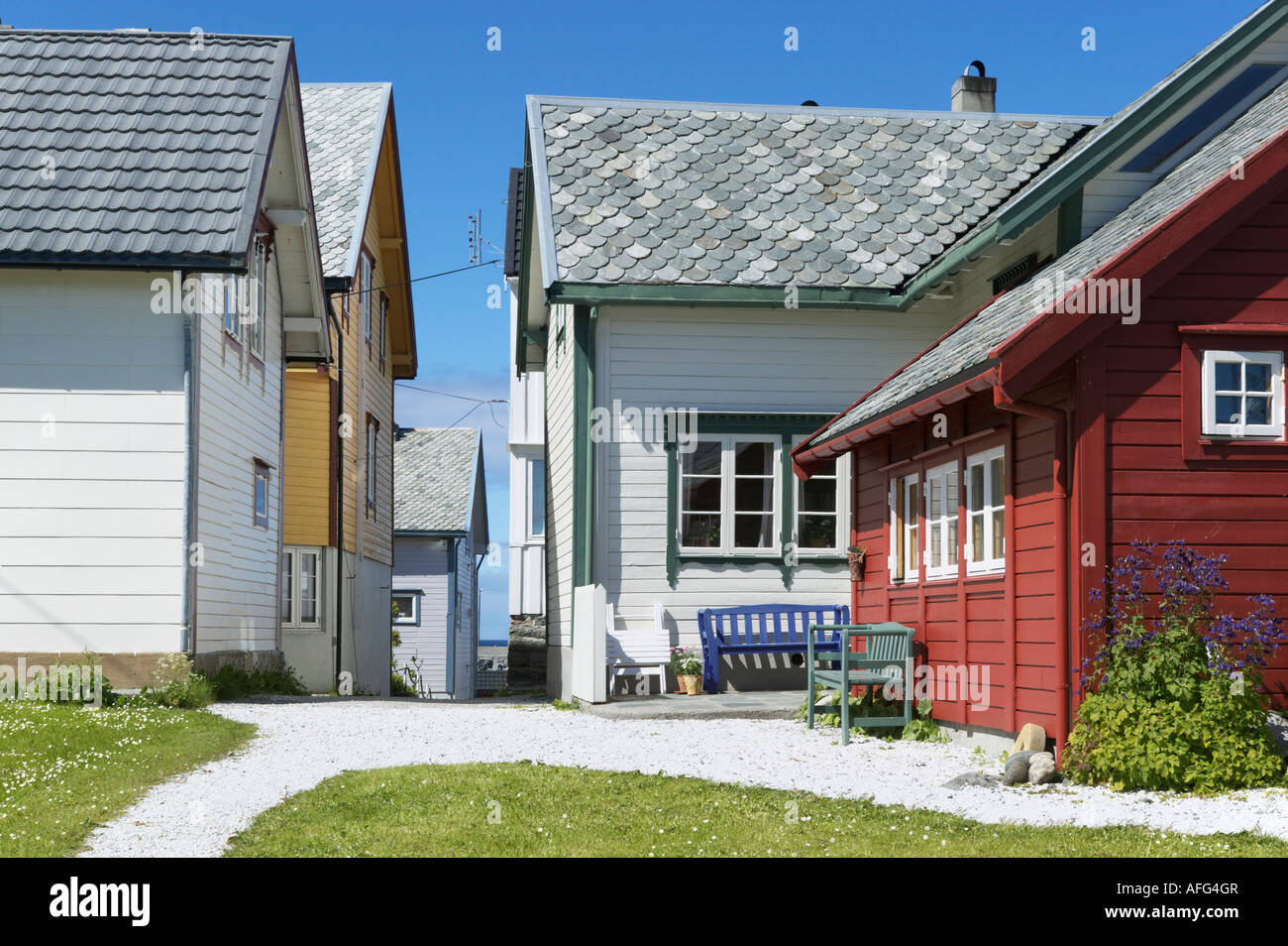 Houses in the fishing village of Ona Sandoy More og Romsdal Norway ...