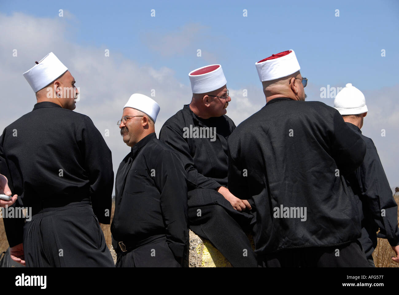 Members of the Druze community wearing traditional Tarboush headdress ...