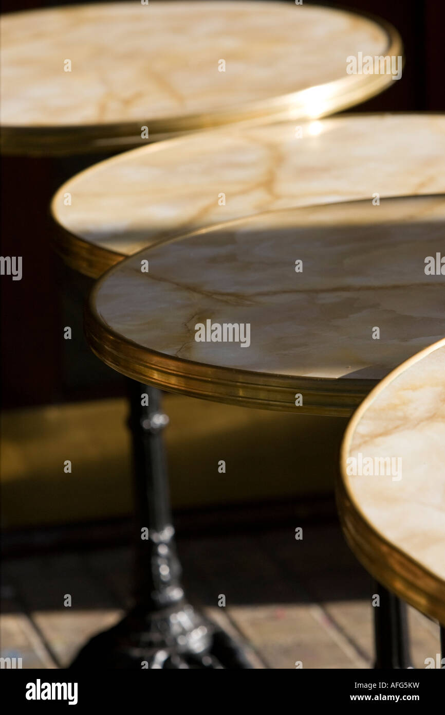 Row of circular cafe tables outside restaurant Windsor Berkshire ...