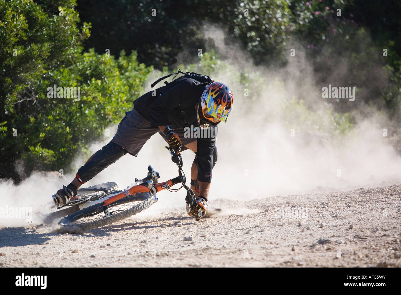Mountain Biker Falling Stock Photo - Alamy