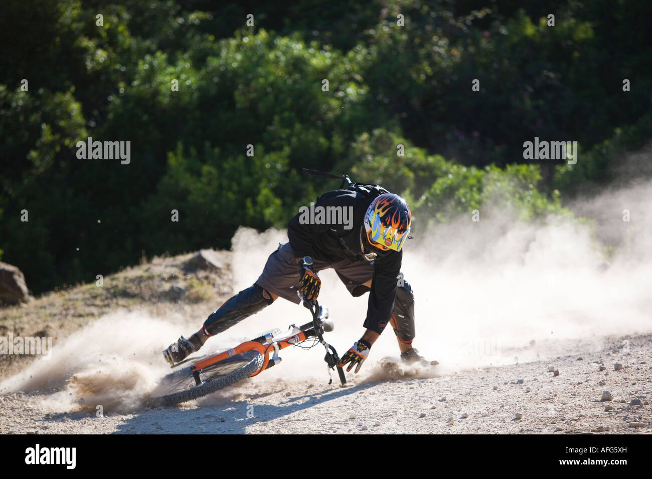 Mountain Biker Falling Stock Photo - Alamy