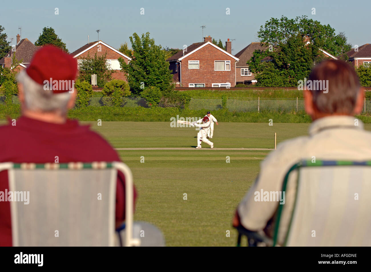 Cricket, spectators watch a village cricket match, Briatin UK Stock ...