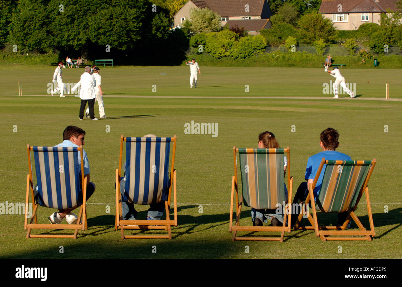 Cricket, spectators watch a village "cricket match", Briatin UK Stock ...