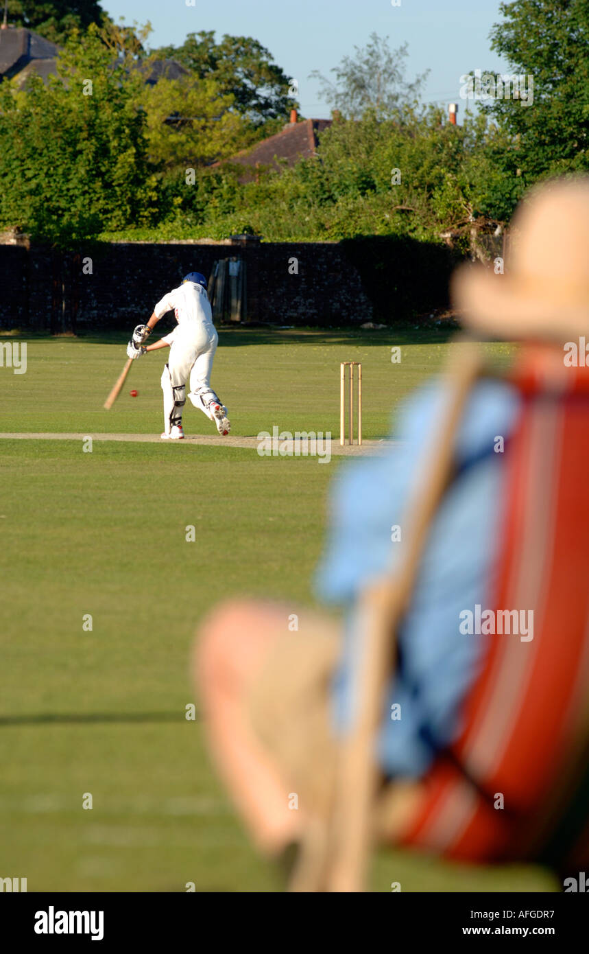 Cricket, spectators watch a village cricket match, Briatin UK Stock ...