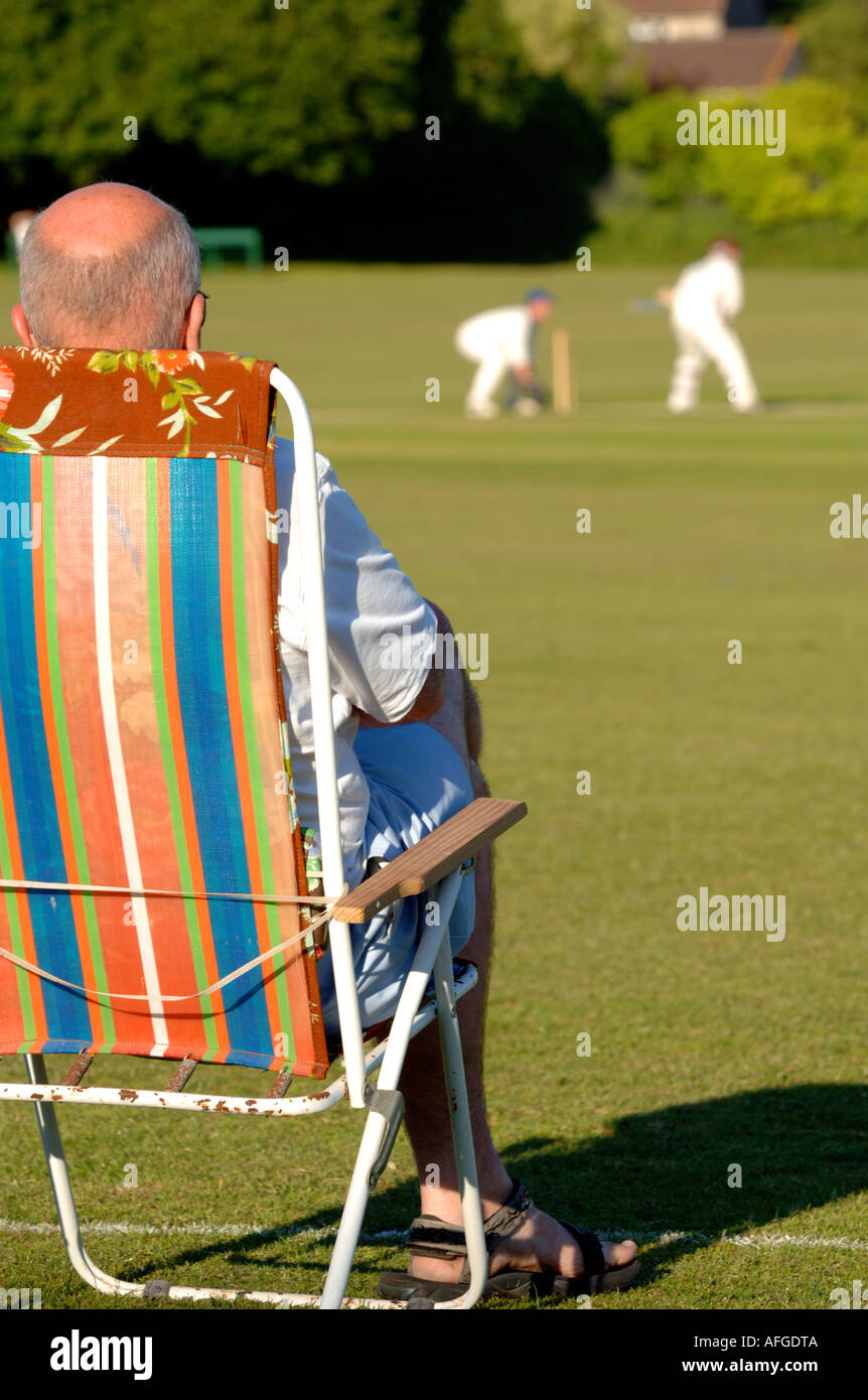 Cricket, spectators watch a village cricket match, Briatin UK Stock ...