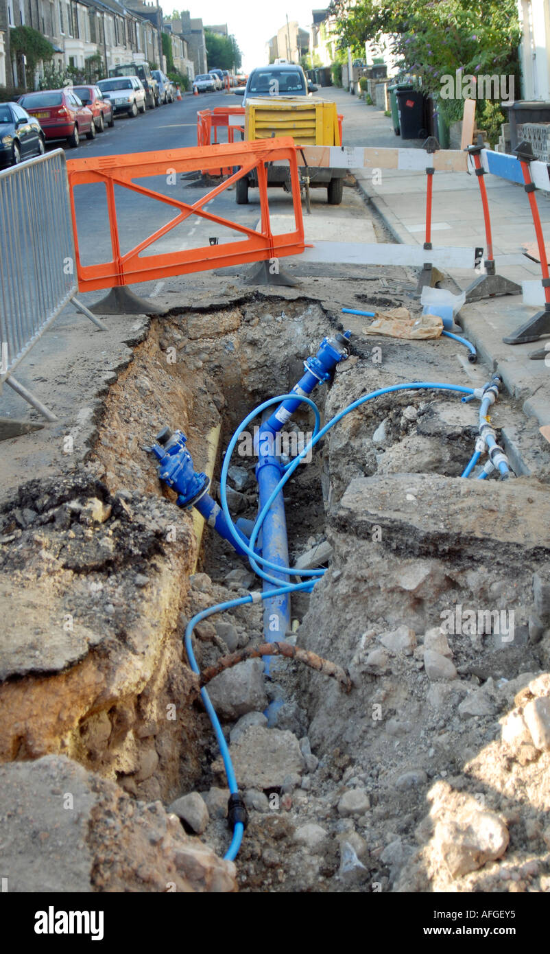 Replacement of water pipes on a residential street in Cambridge Stock ...