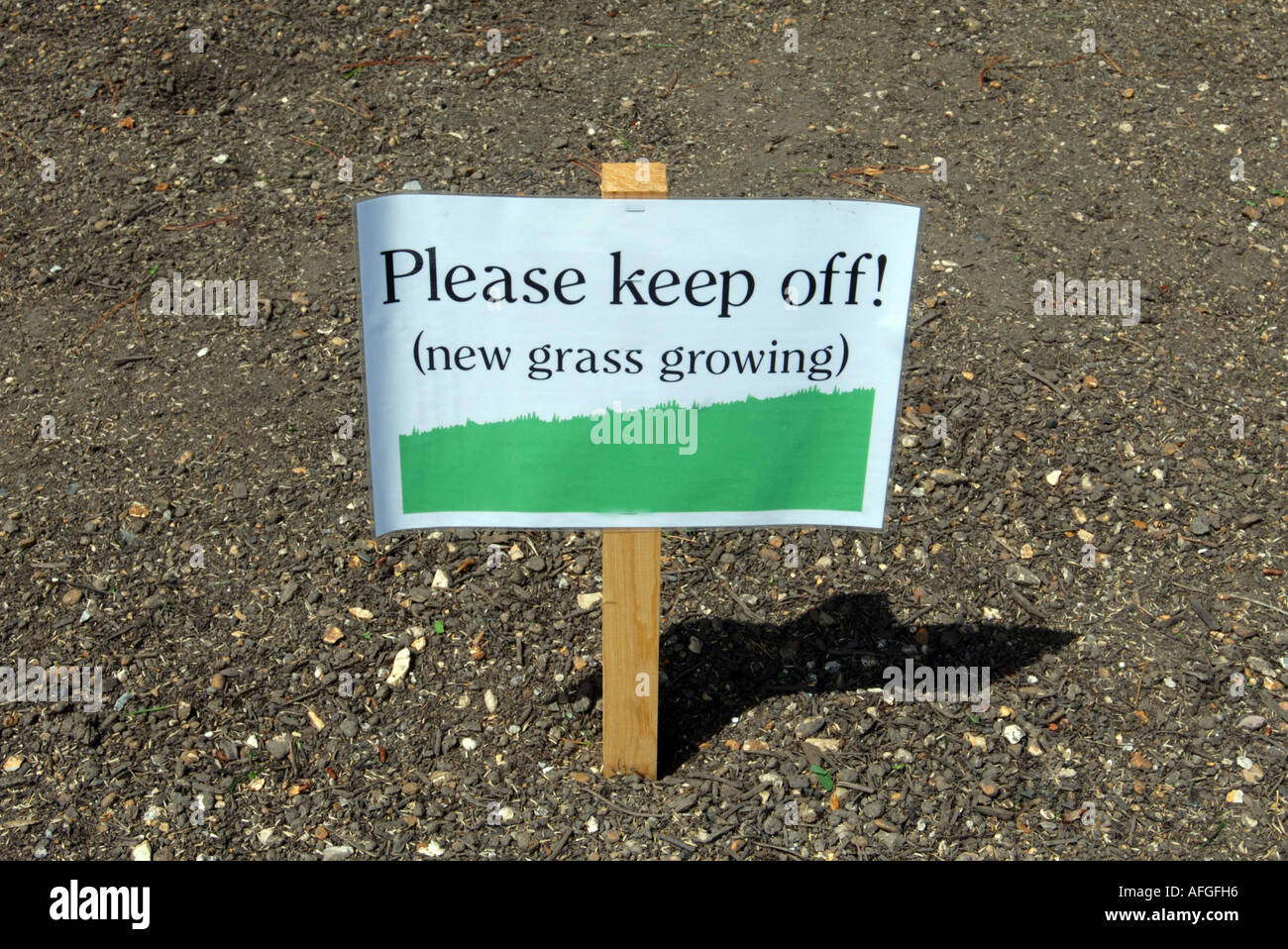 Please keep off, new grass growing sign Stock Photo - Alamy