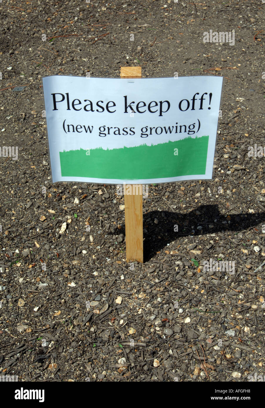 Please keep off, new grass growing sign Stock Photo - Alamy