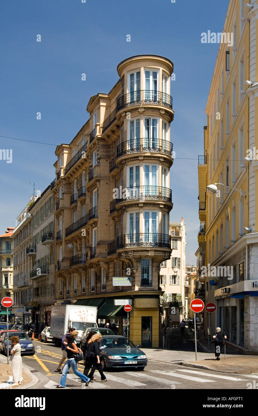 A thin building in Nice on the Cote d'Azur France, the French Riviera ...