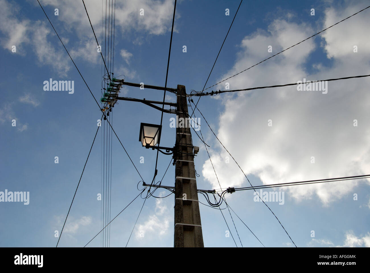 Concrete post for electricity, telephone and street light, Indre-et ...