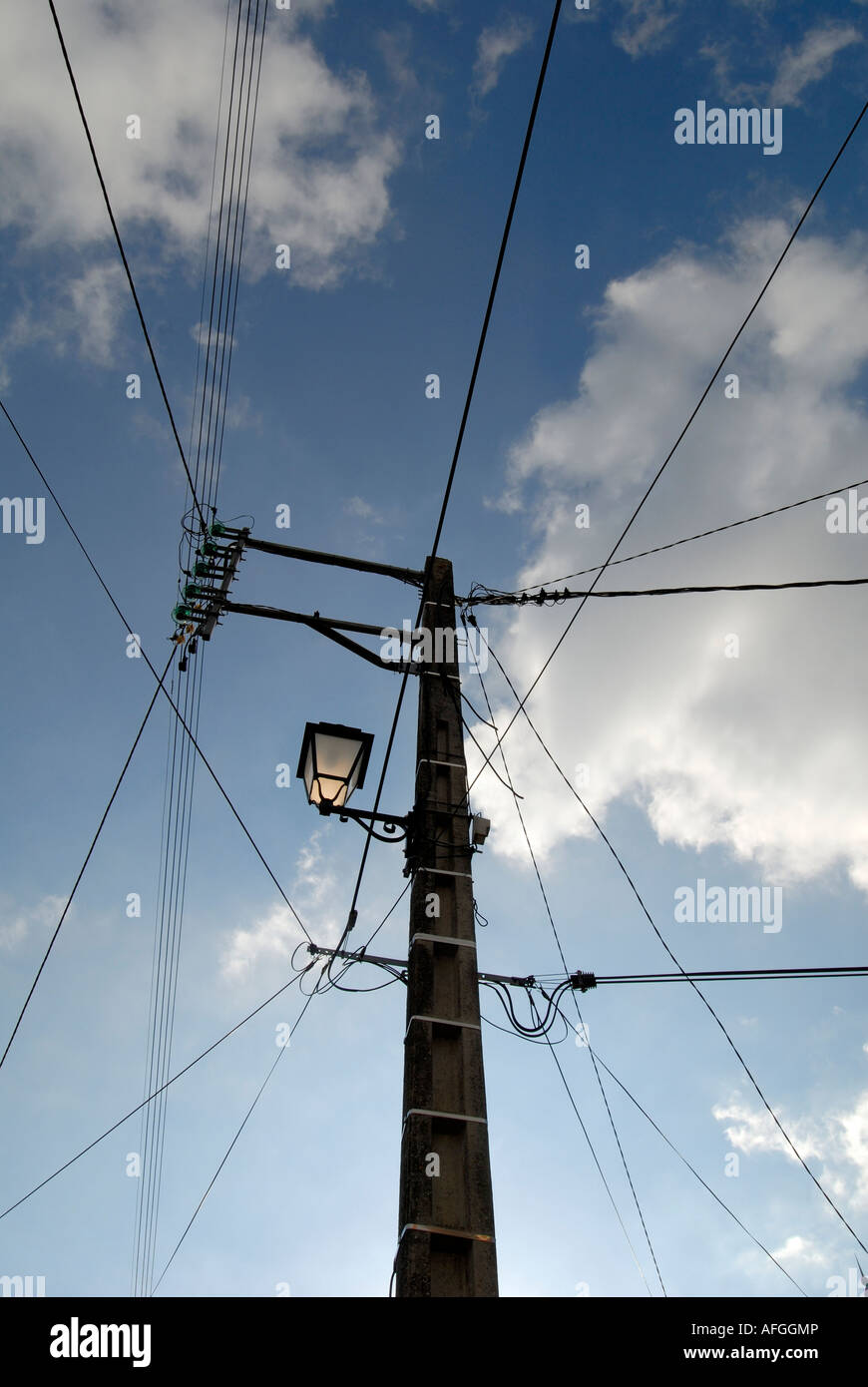 Concrete post for electricity, telephone and street light, Indre-et ...