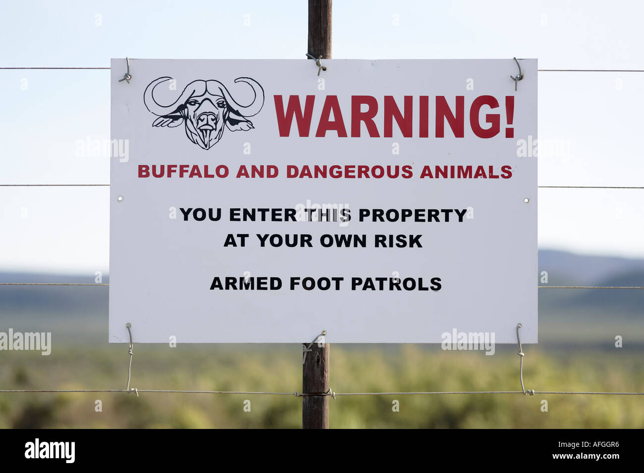 Dangerous animals warning sign South Africa Stock Photo - Alamy