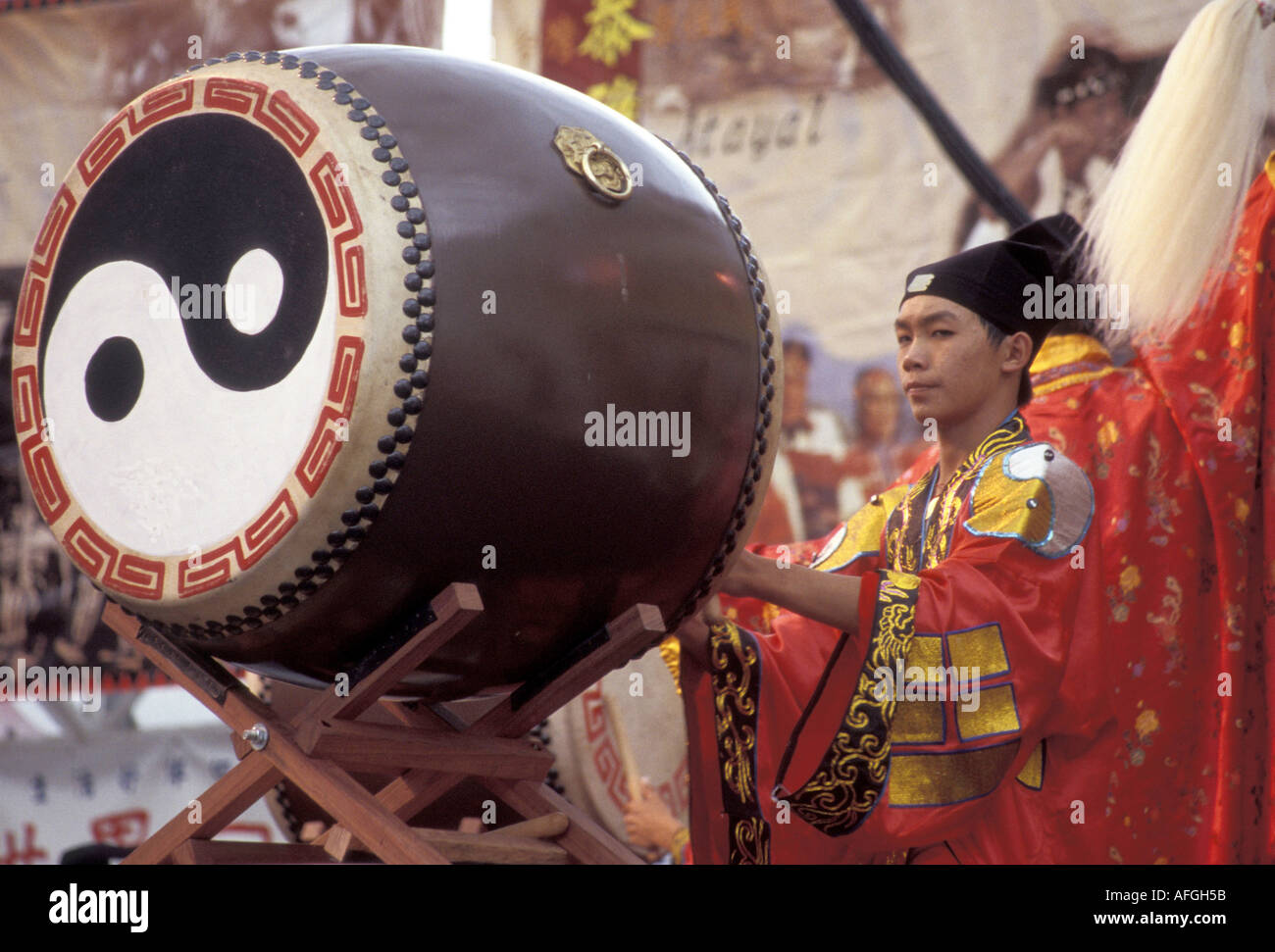 Yin and yang symbols on a drum Stock Photo - Alamy