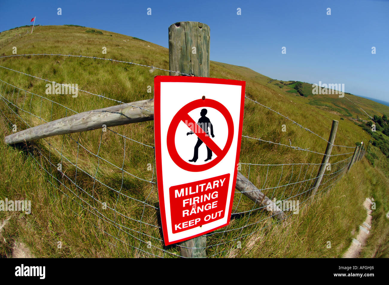 Military Firing Range warning sign by Lulworth Cove in Dorset Britain ...