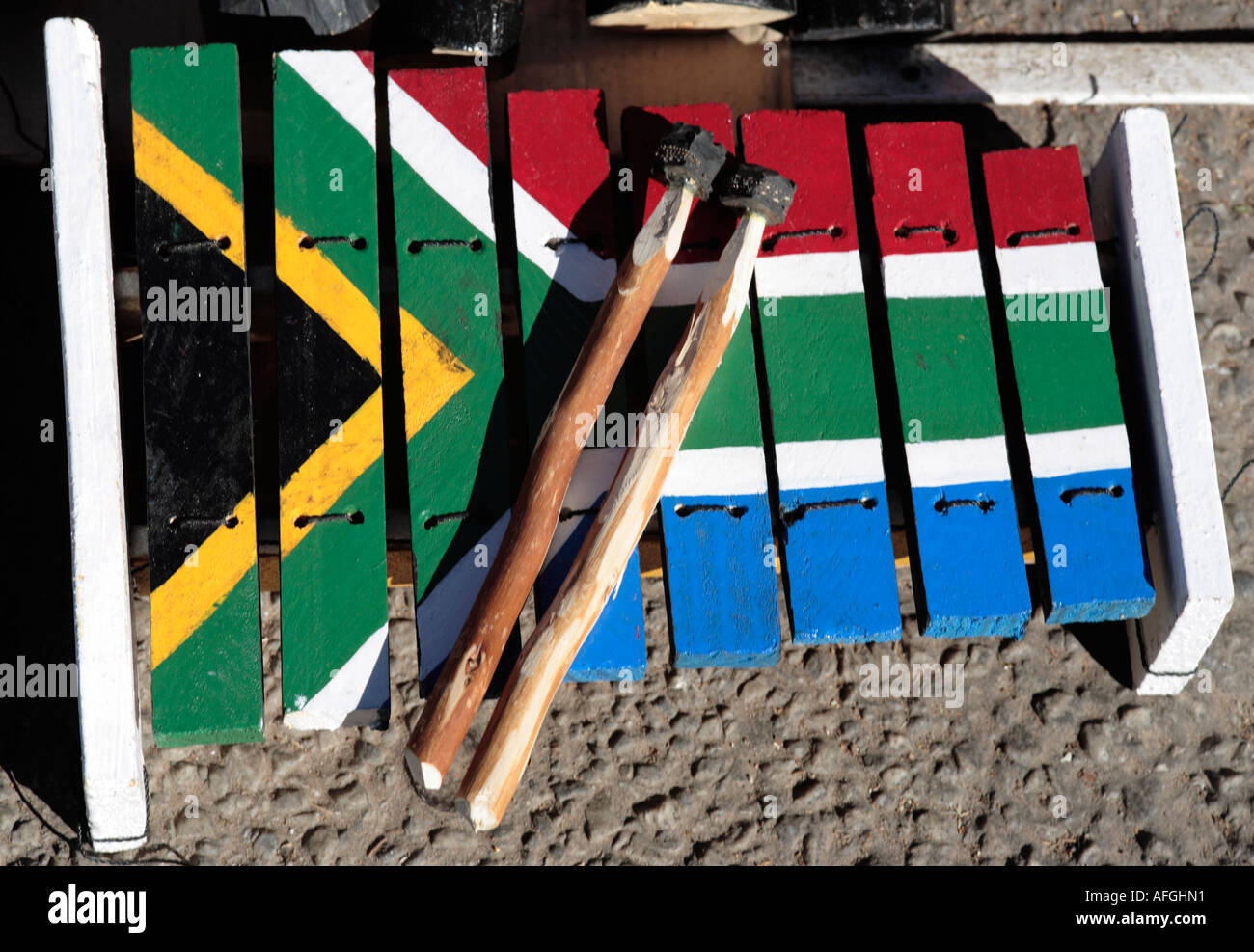 South African flag painted on xylophone Stock Photo - Alamy