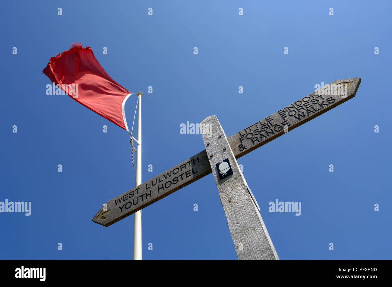 Red flag, Military firing range at Lulworth in Dorset Britain UK Stock ...