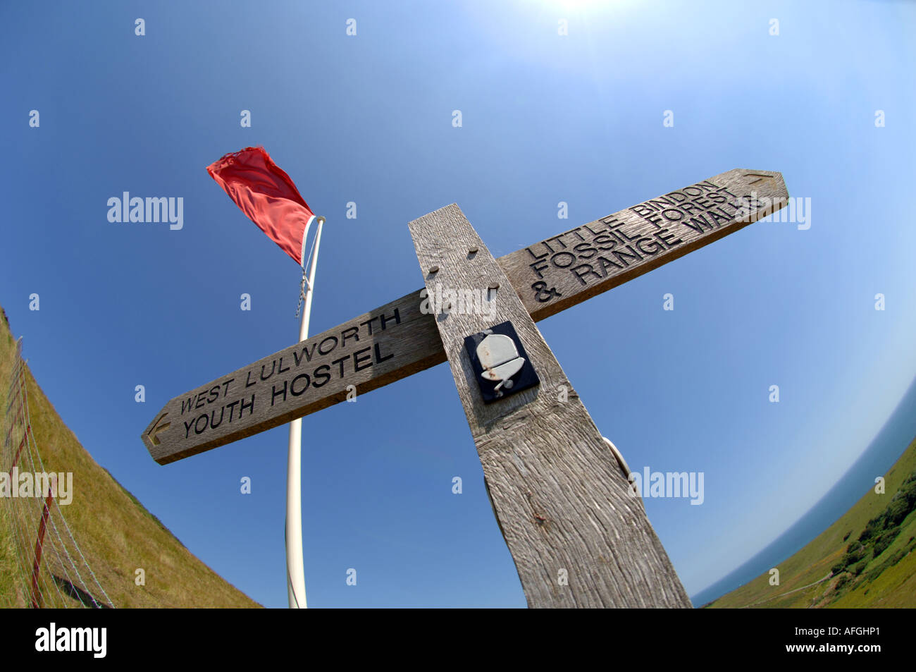 Red flag, Military firing range at Lulworth in Dorset Britain UK Stock ...