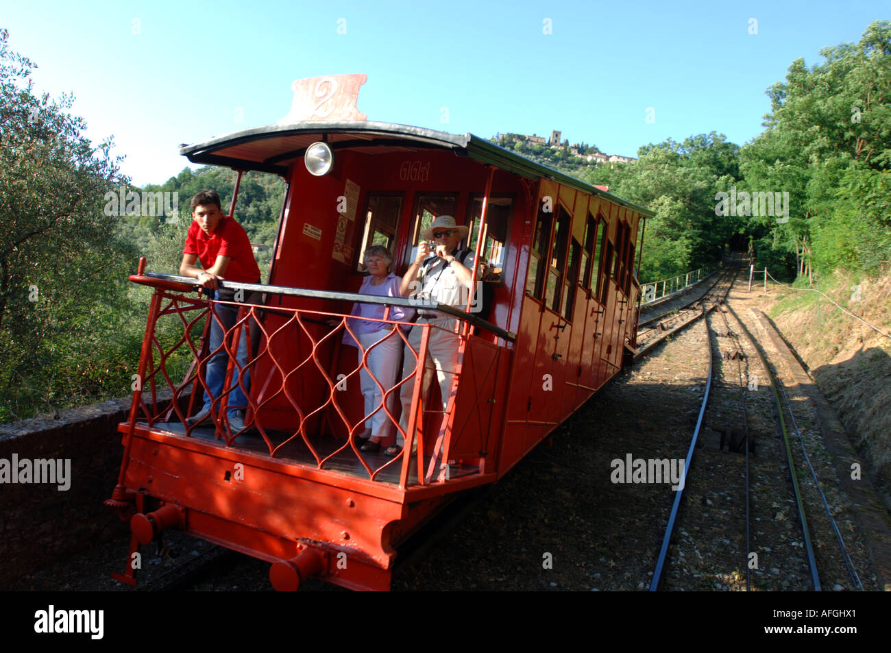 Funicular railway connecting Montecatini Terme with Montecatini Alto ...