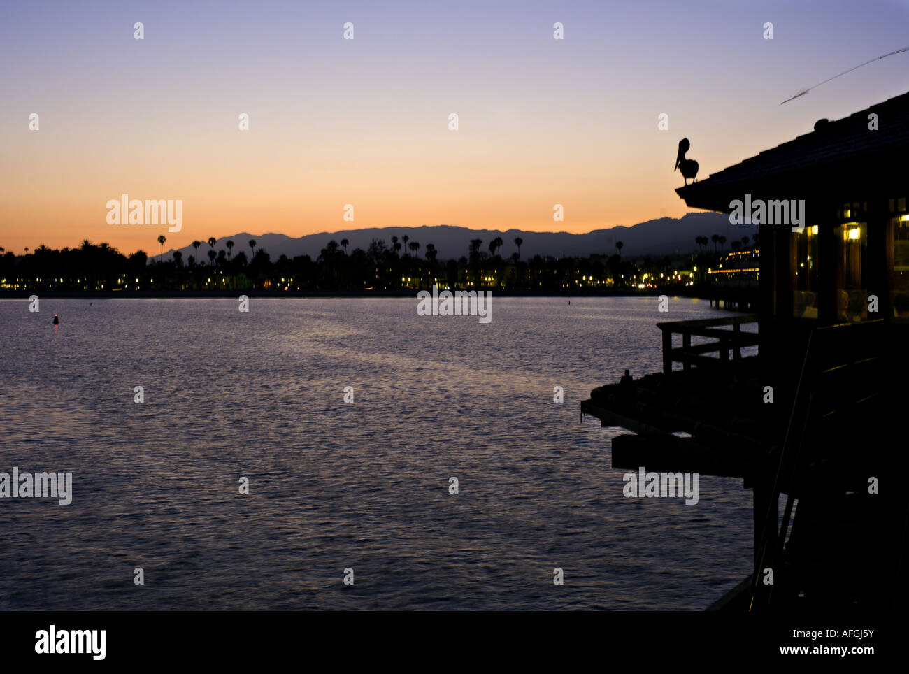 CALIFORNIA SANTA BARBARA Sunset from the pier in Santa Barbara ...