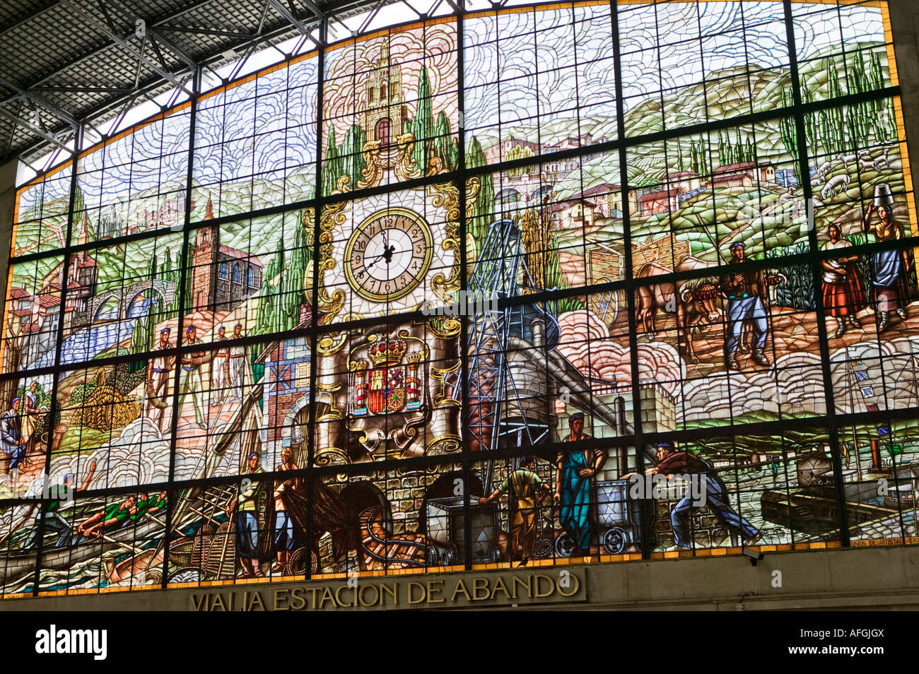 Newly restored stained glass window Abando railway station main ...