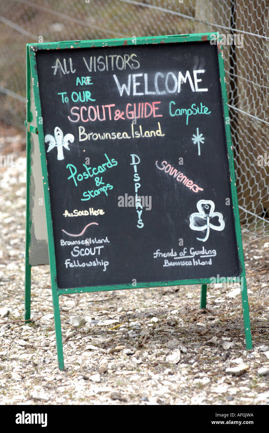 Scout and Guide campsite welcome board Stock Photo - Alamy