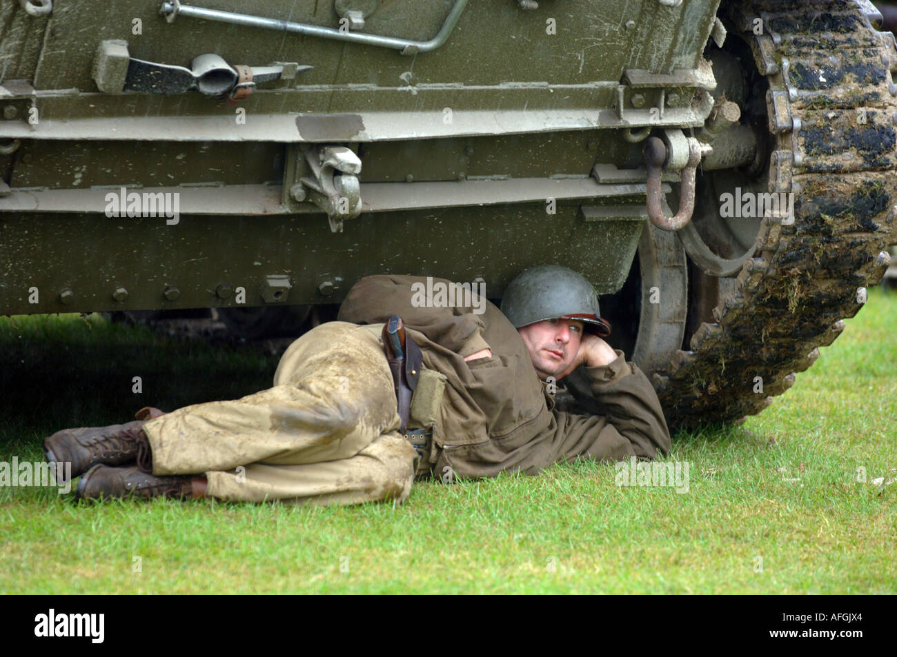 Soldiers, American soldiers from World War 2, reenactment society. The ...