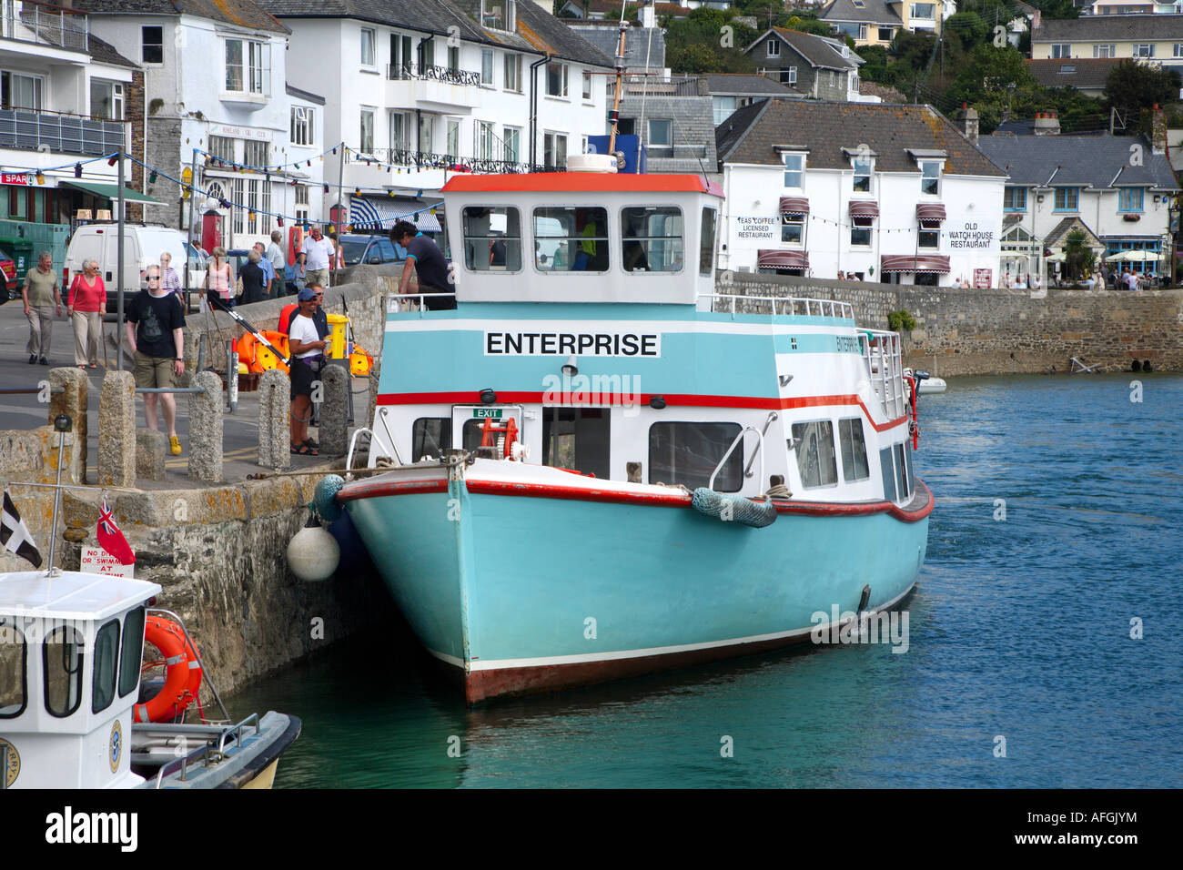 The Enterprise river Fal estuary ferry in St. Mawes harbour, Cornwall ...