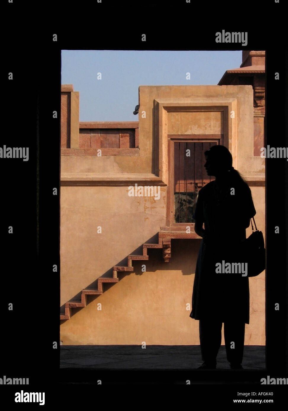 Staircase in Fatehpur Sikri built by the Mughal emperor Akbar on a ...