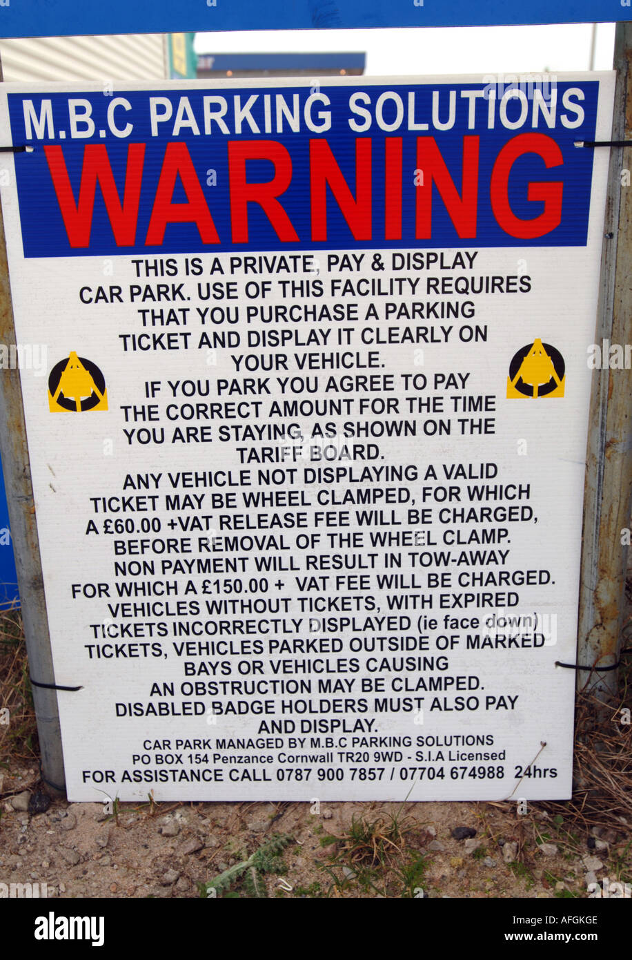 Car park clamping warning signs, UK Stock Photo - Alamy