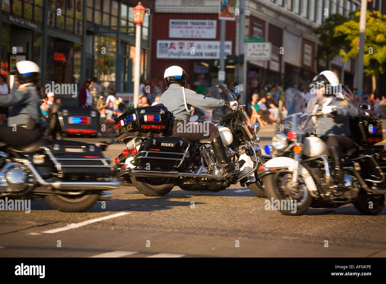 Police motorcycle patrol drill team riding exhibition during the ...