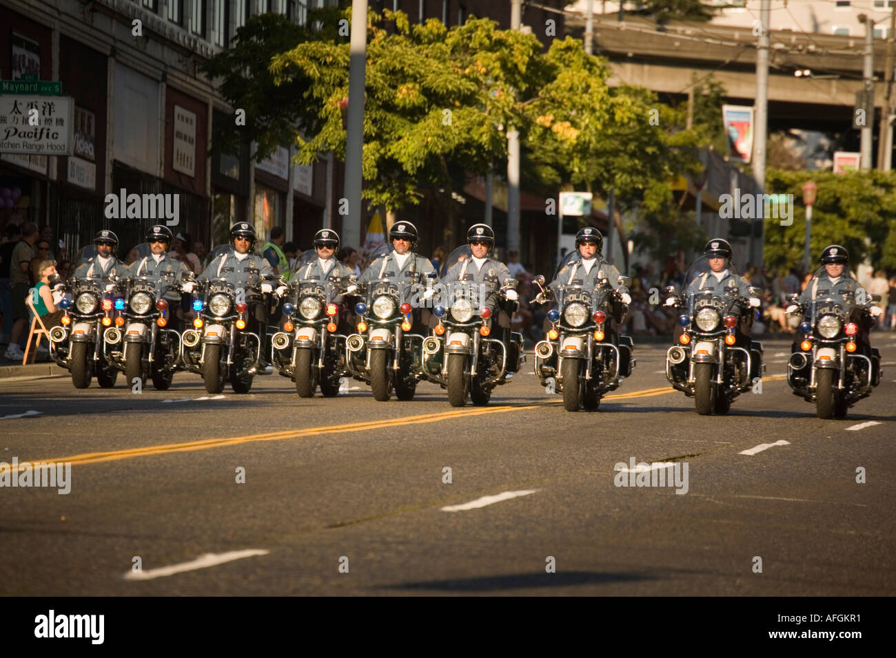 Police motorcycle patrol drill team riding exhibition during the ...