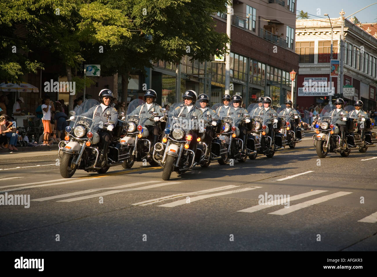 Police motorcycle patrol drill team riding exhibition during the ...