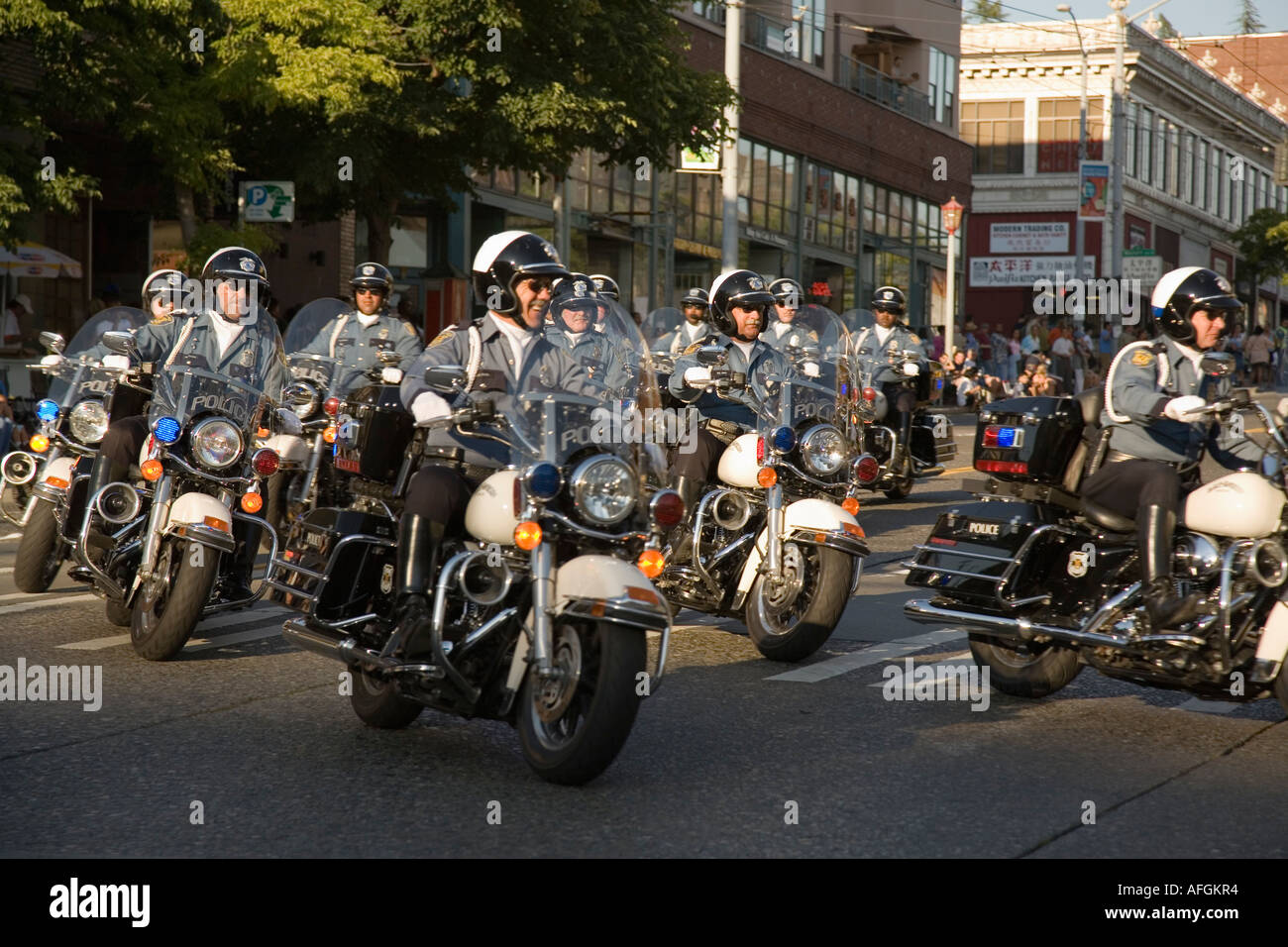 Police motorcycle patrol drill team riding exhibition during the ...
