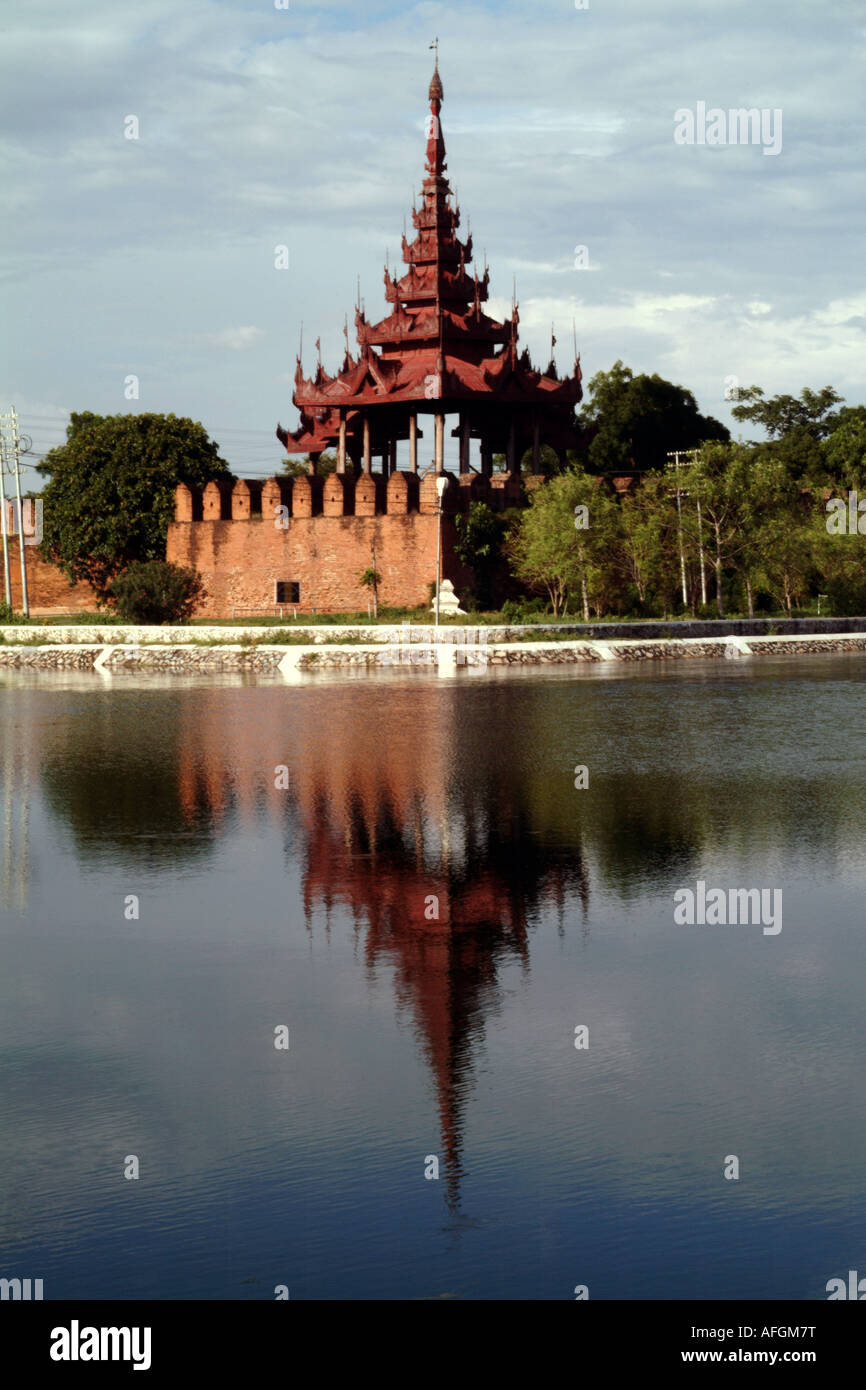 Corner pagoda style building of palace in Mandalay, Burma Stock Photo ...