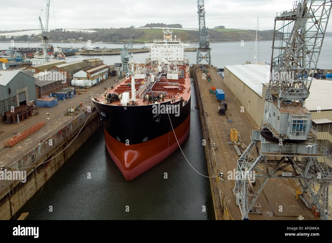 Large ship in dry dock Stock Photo - Alamy