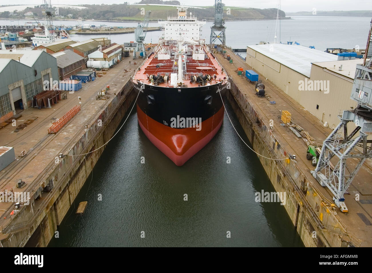 Large ship in dry dock Stock Photo - Alamy