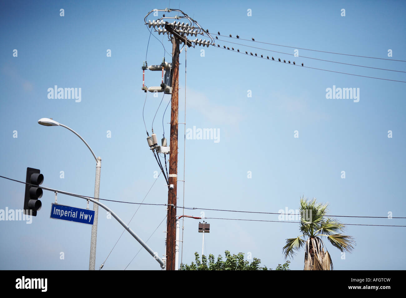 Imperial Highway Sign with Power Lines El Segundo, West Los Angeles ...