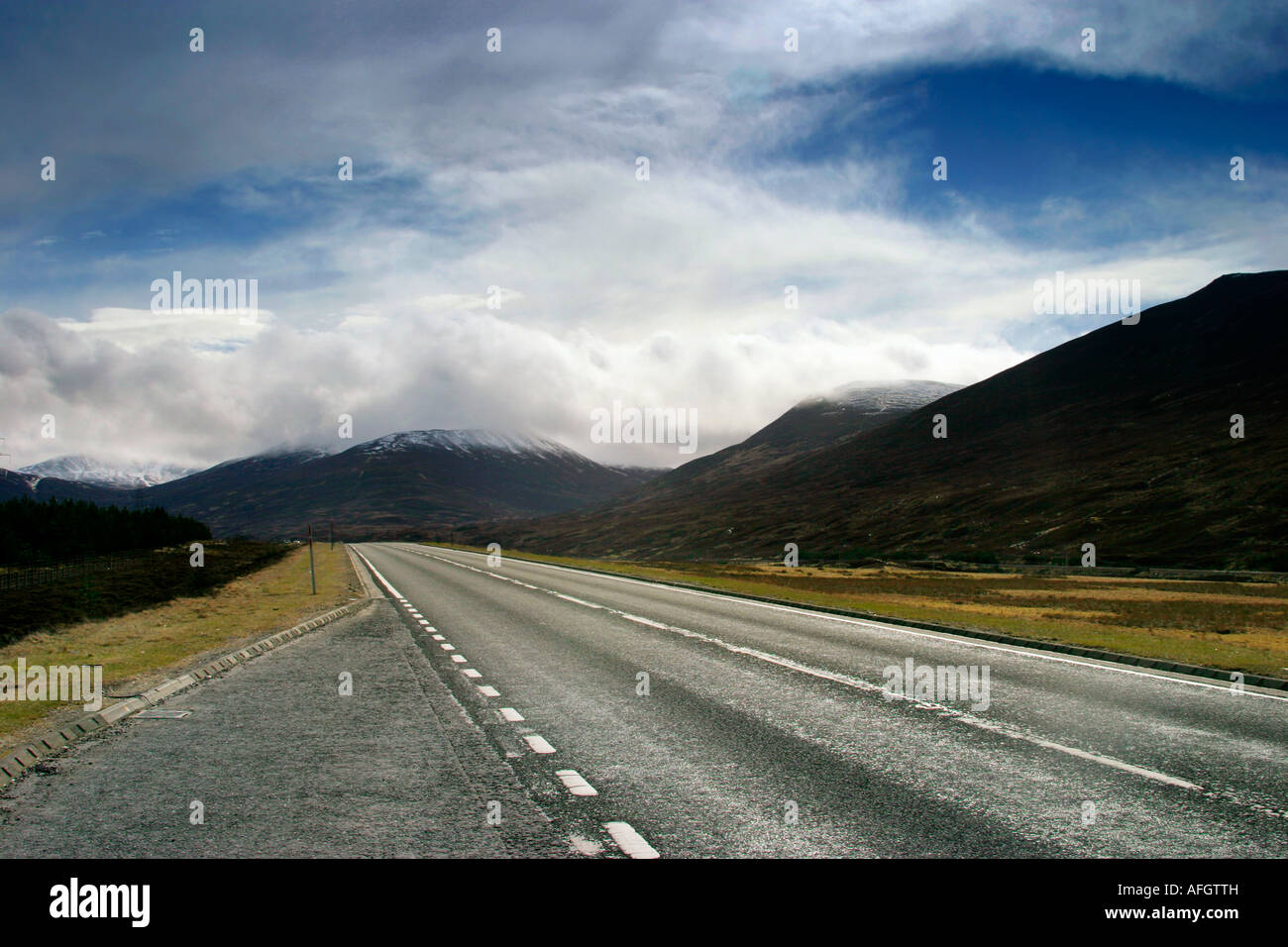 Looking South from Drumochter Summit of the A9, Highlands of Scotland ...