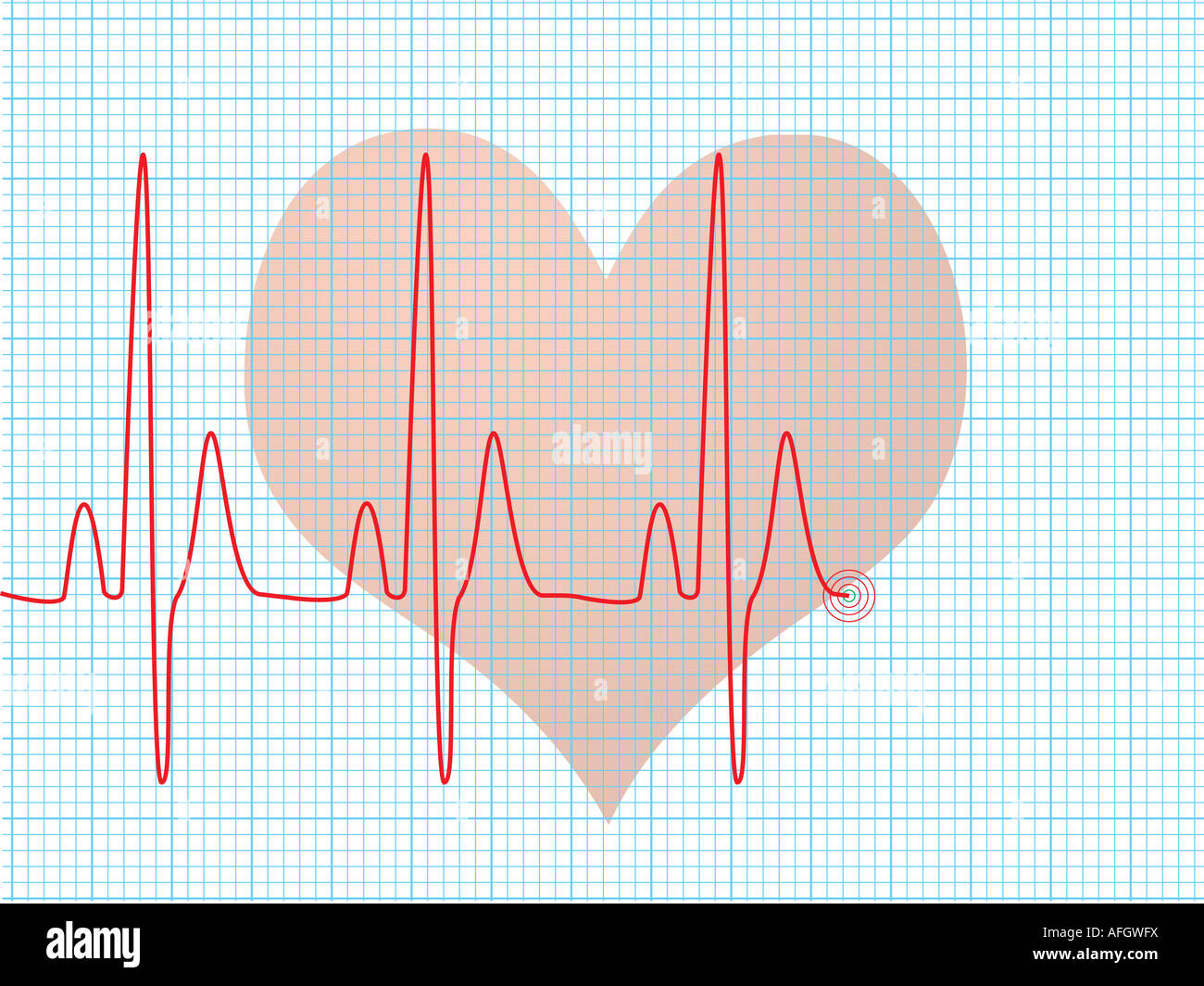Medical abstract background showing an ecg heart beat over a technical ...